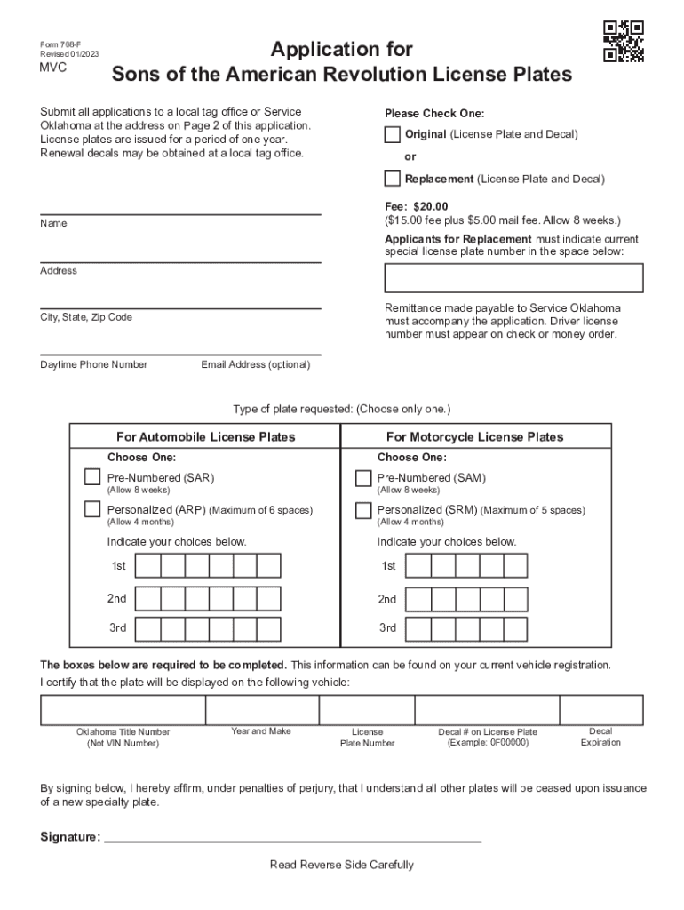 Fillable Online Form 708-F Application for Sons Of The American ...