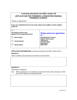 Fillable Online Confirmation of Provisional Premises Licence ...