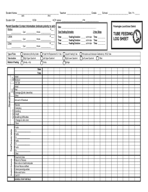 Fillable Online u osu TUBE FEEDING LOG SHEET Fax Email Print - pdfFiller