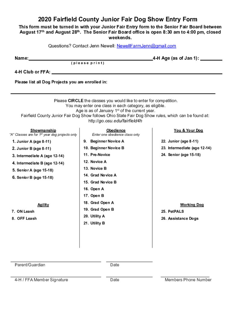 Fillable Online u osu Junior Fair Entry Form now availableFairfield ...
