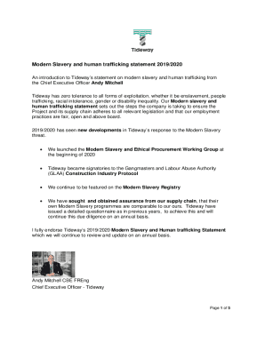 Fillable Online Modern Slavery and human trafficking statement 2019/ ...