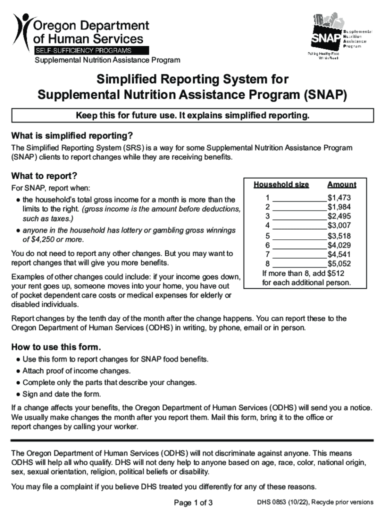 Fillable Online Simplified Reporting and Transitional Benefits in the ...