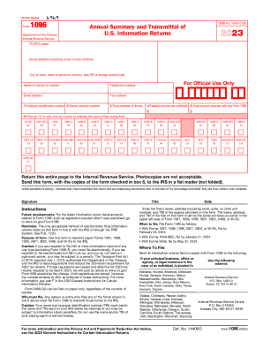 Fillable Online About Form 1096, Annual Summary and Transmittal of ...