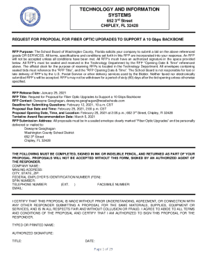 Fillable Online REQUEST FOR PROPOSAL FOR FIBER OPTIC UPGRADES ... Fax ...