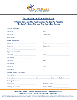 Fillable Online INDIVIDUAL TAX ORGANIZER (FORM 1040) - Expatax Fax ...