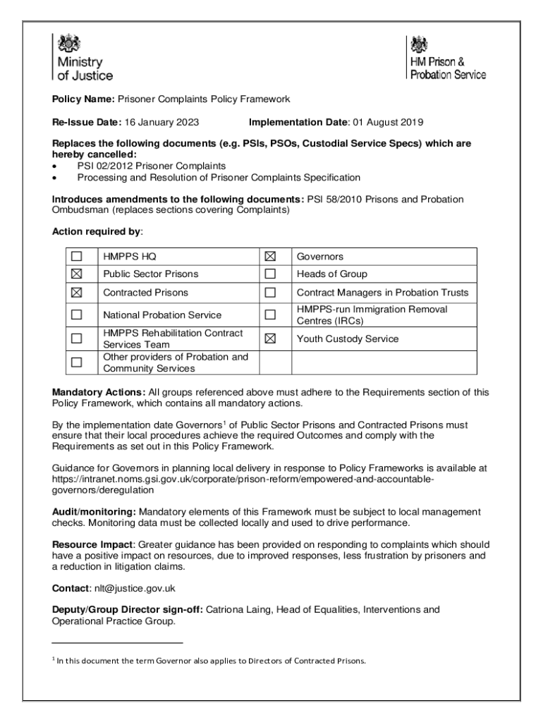 Fillable Online How to make a complaint in prison Fax Email Print - pdfFiller