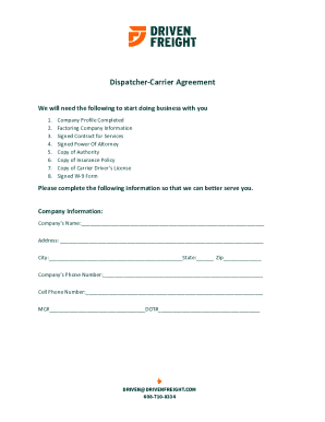 Fillable Online Carrier Packet Agreement Fax Email Print - pdfFiller