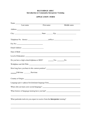 Fillable Online Interpreter / Sign Language - Blue Ridge Community ...