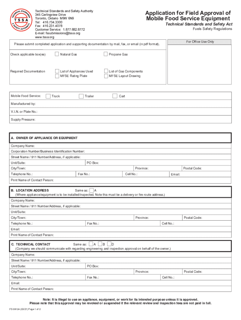 Fillable Online Application for Field Approval of Appliances or Equipment Fax Email Print ...