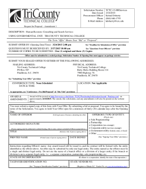 Fillable Online Solicitation Number Date Issued Procurement Officer ...
