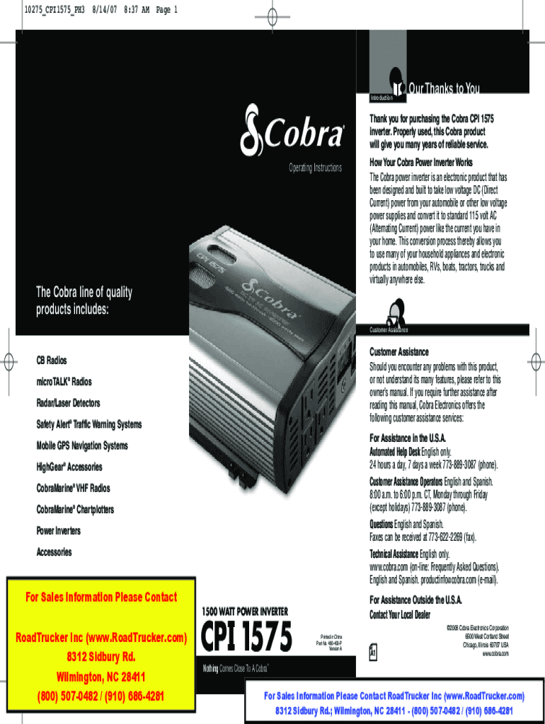 Fillable Online cobra-inverter-cpi1575-manual.pdf - RoadTrucker Inc Fax ...