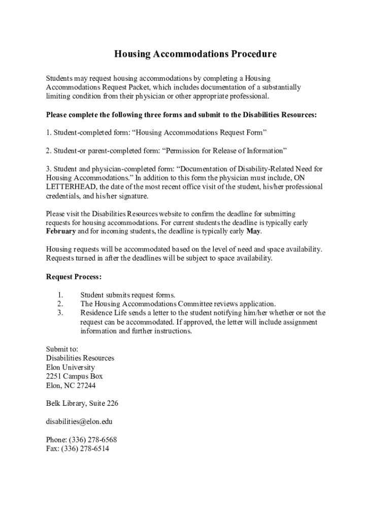 Fillable Online Housing Accommodation Request Procedure - Drew University Fax Email Print ...