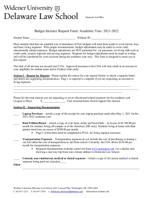 Fillable Online Budget Increase Request Form: Academic Year: 2021-2022 Fax Email Print - pdfFiller