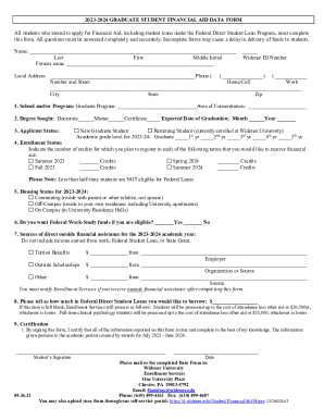 Fillable Online 2023-2024 graduate student financial aid data form Fax Email Print - pdfFiller