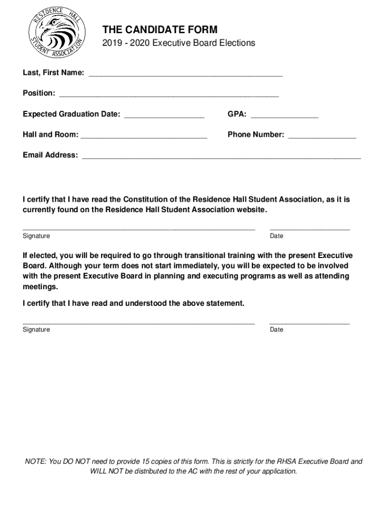 Fillable Online THE CANDIDATE FORM Fax Email Print - pdfFiller
