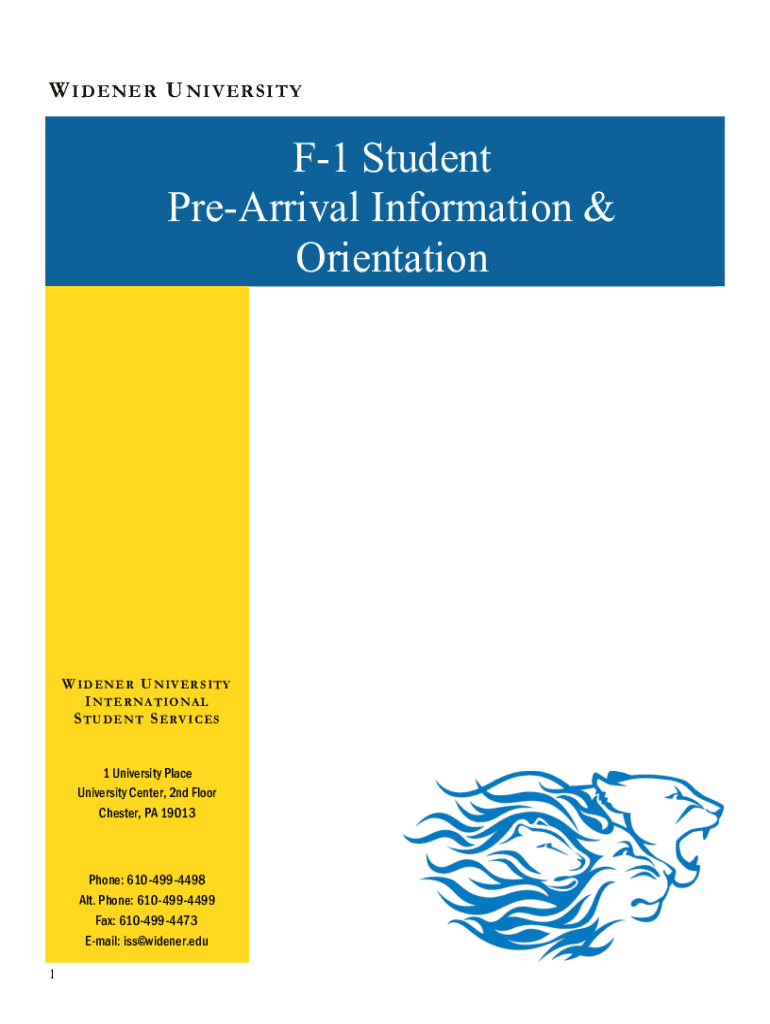 Fillable Online F-1 Student Pre-Arrival Information & Orientation Fax ...