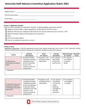 Fillable Online University Staff Advisory Committee Application Rubric ...