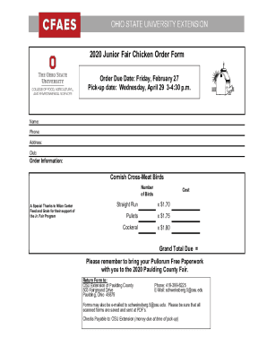 Fillable Online 2020 Junior Fair Chicken Order Form Fax Email Print ...