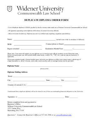 Fillable Online DUPLICATE DIPLOMA REQUEST FORM Fax Email Print - pdfFiller