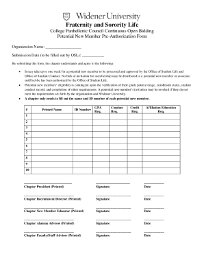 Fillable Online IFC Notice of Recruitment & New Member Education Form ...