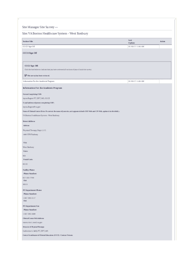 Fillable Online Site: VA Boston Healthcare System - West Roxbury Fax ...