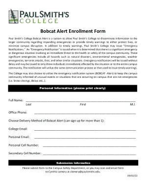 Fillable Online Bobcat Alert Enrollment Form Fax Email Print - pdfFiller