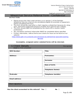 referral - nhs wheelchair Doc Template | pdfFiller