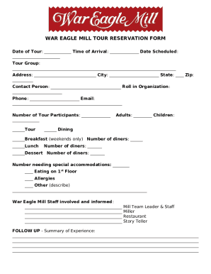 Tour Reservation Doc Template | pdfFiller