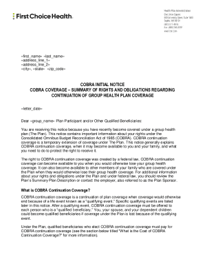 Fillable Online COBRA Continuation Coverage Election Form - SUNY RF Fax ...