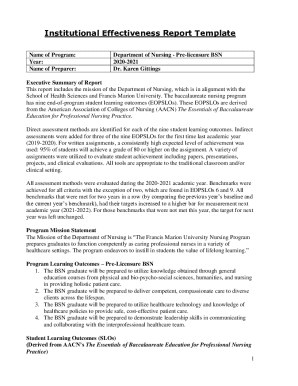 Fillable Online Institutional Effectiveness Report Template Fax Email Print - pdfFiller