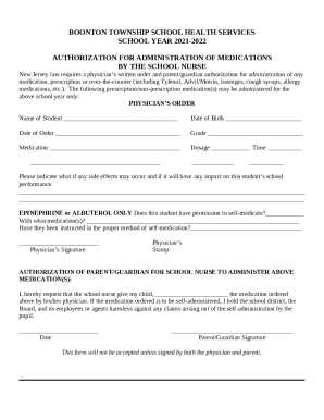 authorization to give medication at school - BoardDocs Doc Template | pdfFiller