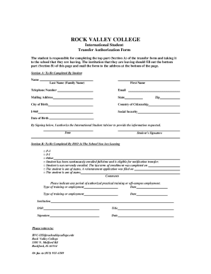 Fillable Online International Student Transfer Authorization Form Fax ...