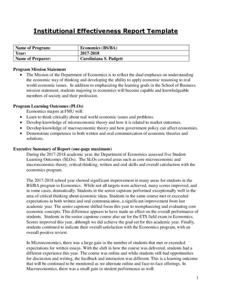 Fillable Online Institutional Effectiveness Program Templates Fax Email ...