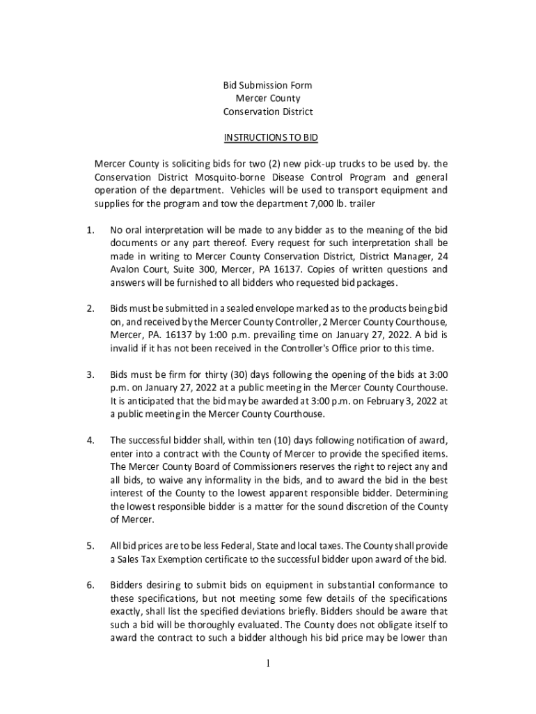 Fillable Online Bid Submission Form Fax Email Print - pdfFiller