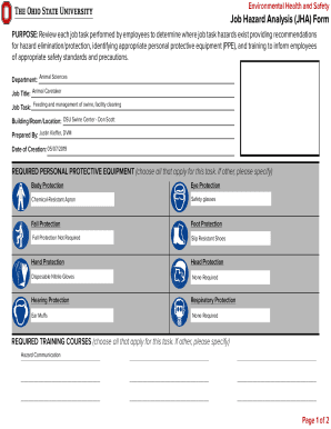 Fillable Online Job Hazard Analysis (JHA) Form - OSU EHS Fax Email ...