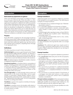 Fillable Online Form OR-18, Form WC, Form TPV, and Instructions Fax ...