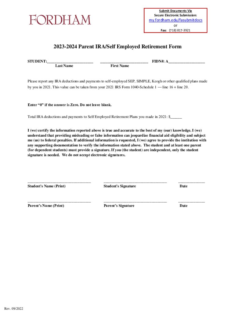 Fillable Online Student Forms - Fordham University Fax Email Print - pdfFiller