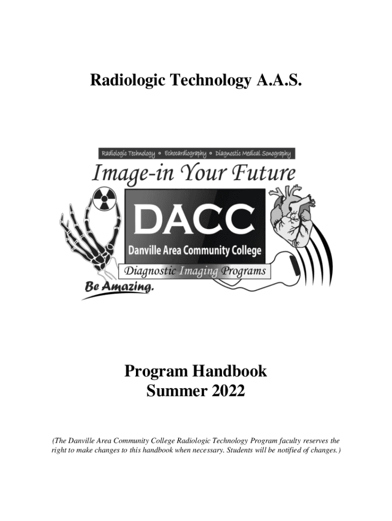 Fillable Online Radiologic Technology A.A.S. Program Handbook Summer ...