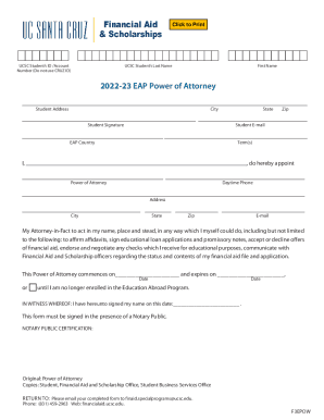 Fillable Online financialaid ucsc 2022-23 EAP Power of Attorney Fax Email Print - pdfFiller