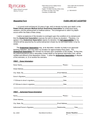 Fillable Online RWJMS Anatomical Association Forms - Rutgers University Fax Email Print - pdfFiller