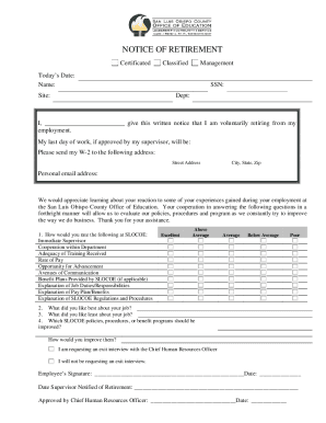 Fillable Online Retirement Letter Sample to Notify Your Employer - The ...