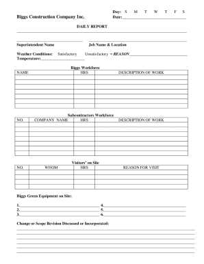 Fillable Online contractor daily construction report template ...