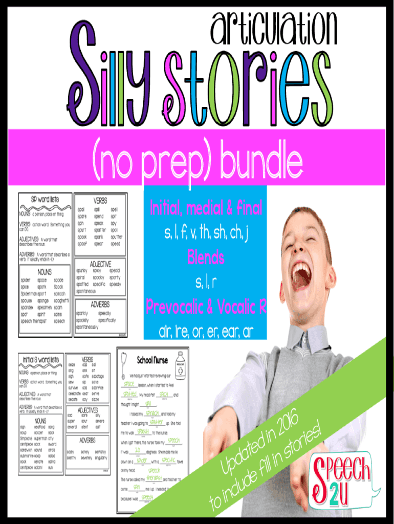 Fillable Online No PREP Bubble Pop Articulation: Vocalic R, R, S ...