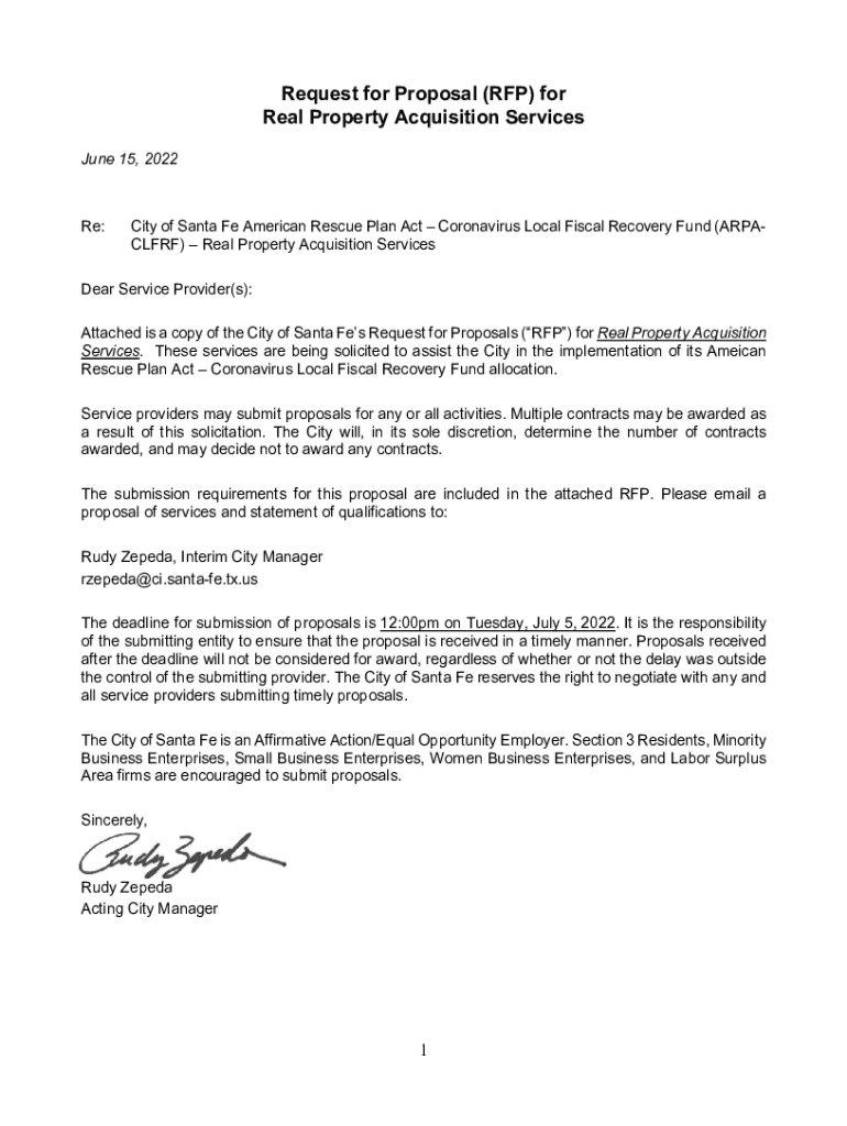 Fillable Online Request for Proposal (RFP) for Real Property ...