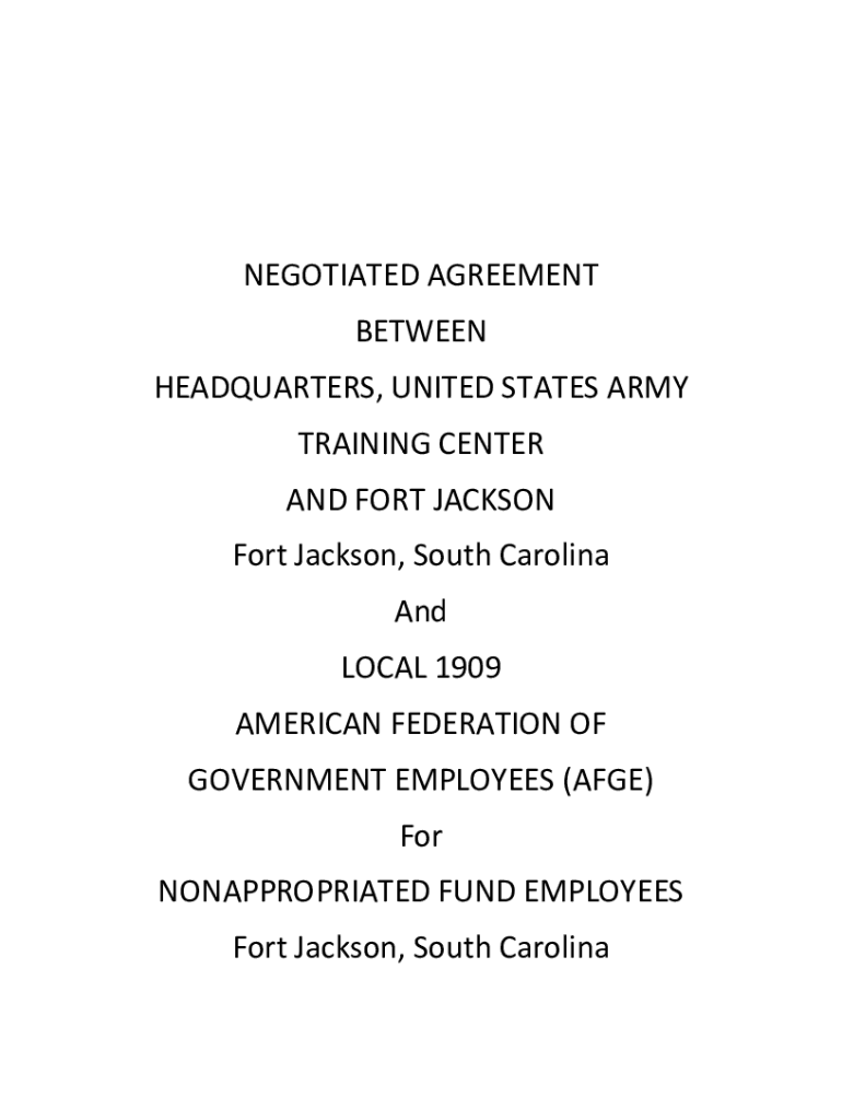 Fillable Online negotiated agreement - U.S. Army Garrisons Fax Email ...