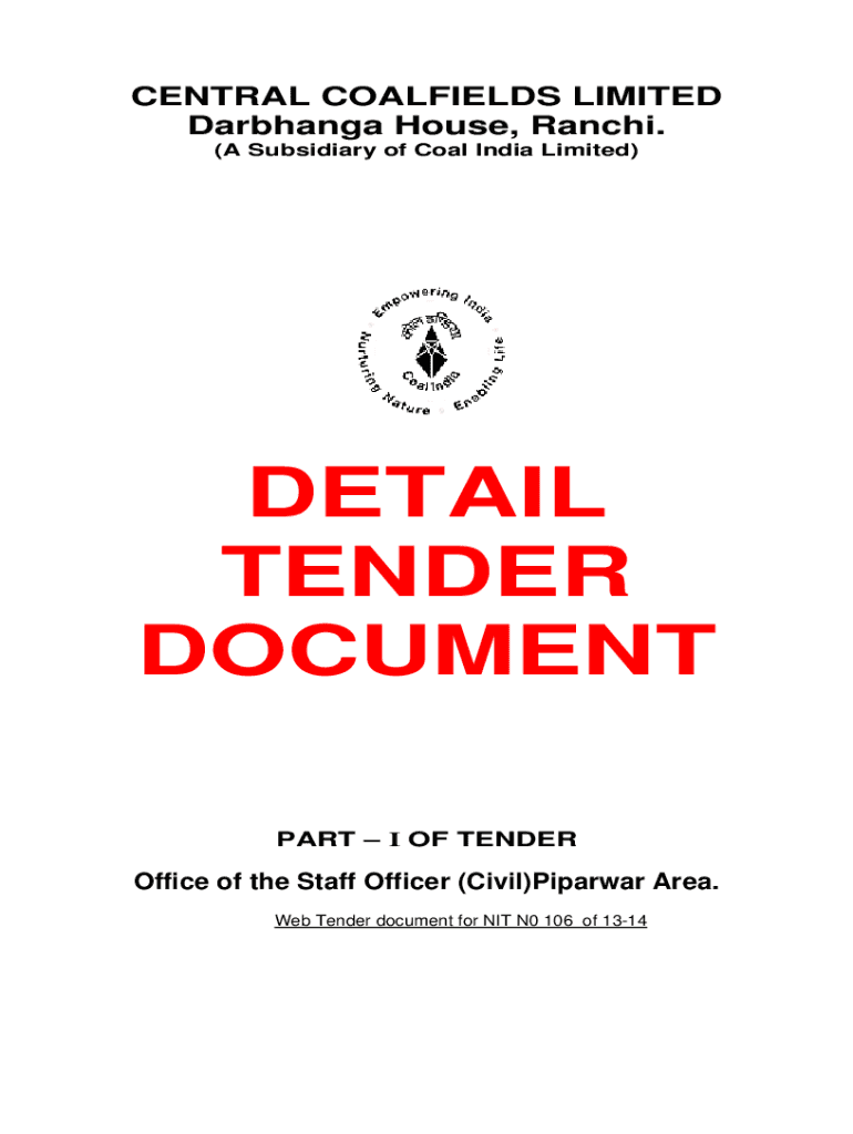 Fillable Online e-Tender - Central Coalfields Limited-CCL Fax Email ...