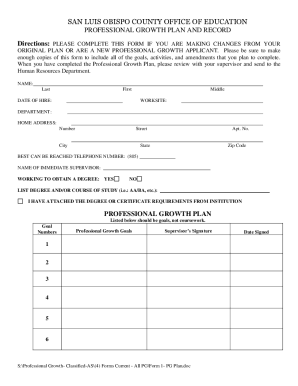 Fillable Online professional growth plan and record form Fax Email ...