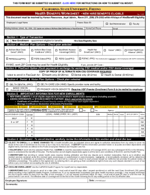 Fillable Online Health Enrollment Form - California State University ...