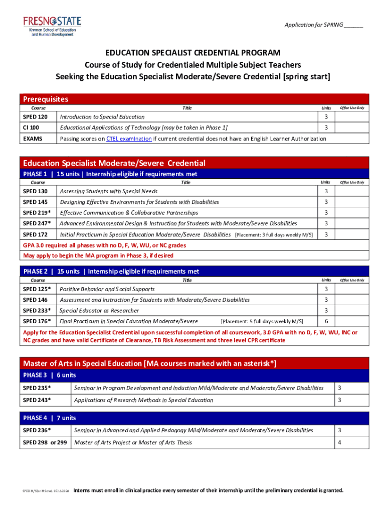 Fillable Online Education Specialist Credential Program -Sacramento State Fax Email Print ...