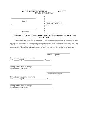 Fillable Online APPENDIX A: FORMS IN THE SUPERIOR COURT OF (Your County ...
